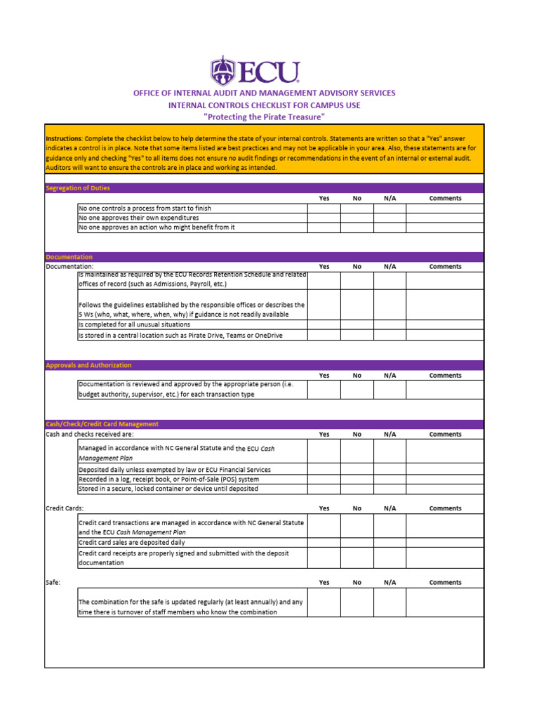 Internal-Controls-Checklist_updated-05.23.22 | PDF | Internal Control ...