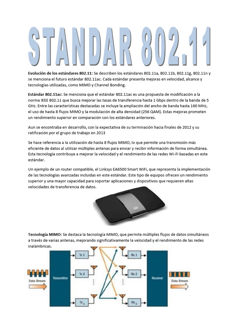 Resumen Estándar 802.11 | PDF | Ieee 802.11 | Wifi