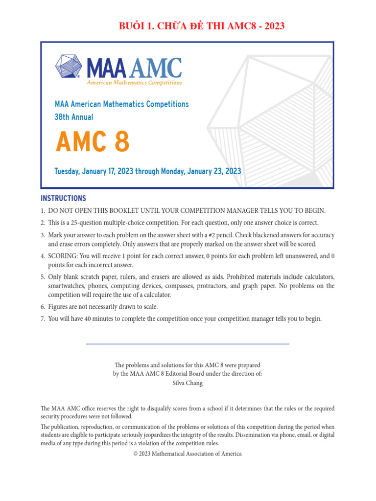 Bộ tài liệu AMC8-2024 | PDF