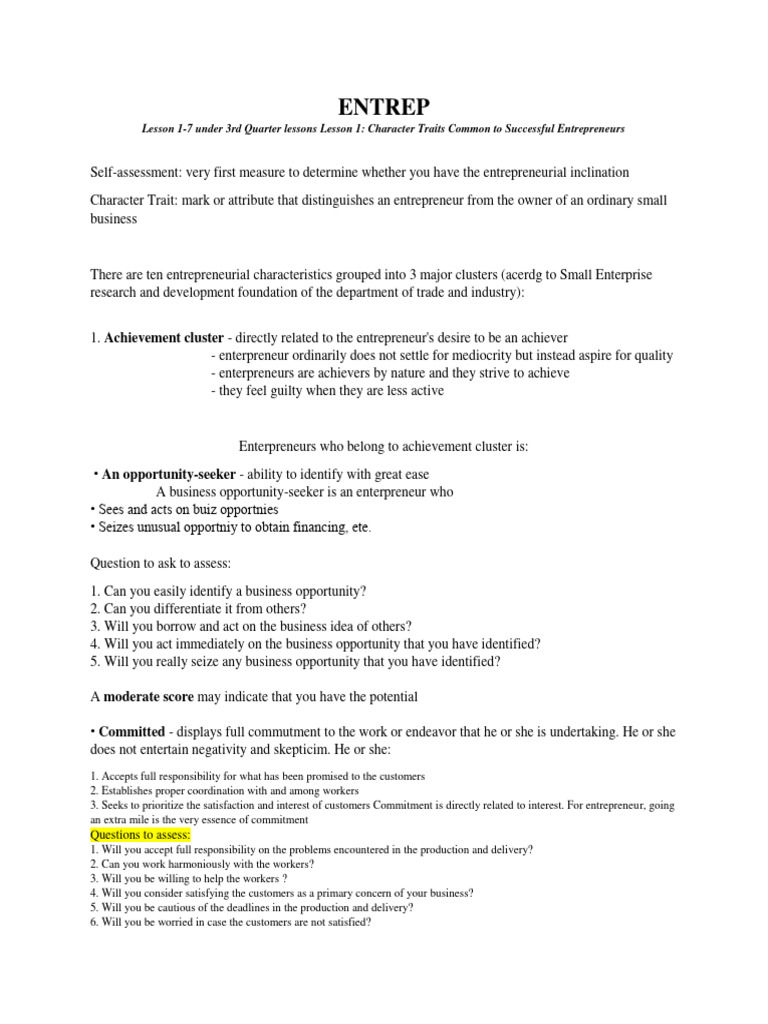 ENTREP Reviewer | PDF | Entrepreneurship | Product (Business)