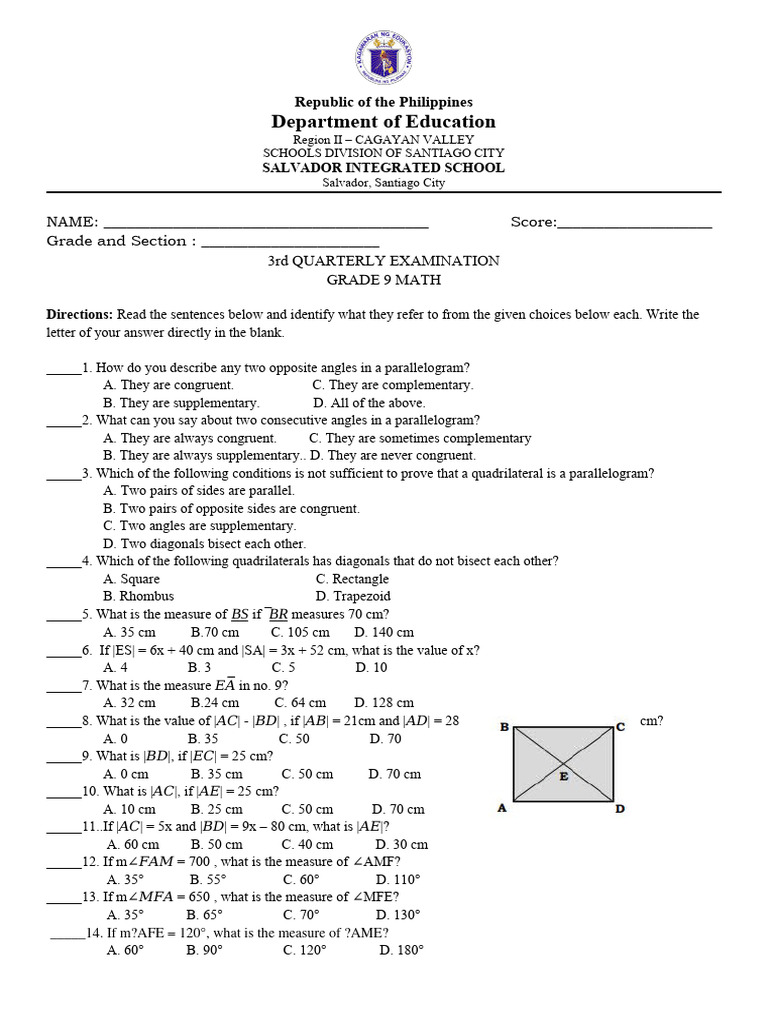 PT G9 Math | PDF | Mathematics | Euclidean Plane Geometry