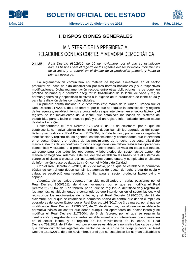 Boe A 2022 21135 | PDF | Leche | Productos lácteos