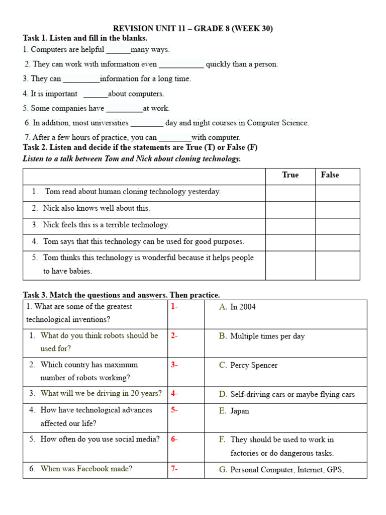 Bu I 2 - Grade 8 - Week 30 | PDF | Internet | Japan