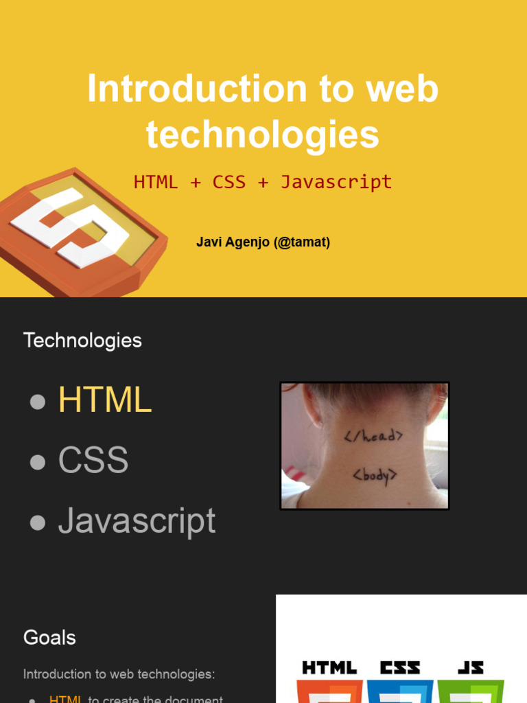 Introduction To Html Css Javascript Pptx 2 Pdf Html Html Element