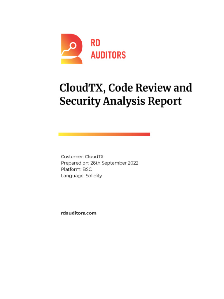 CloudTX - Smart Contract Security Report | PDF | Vulnerability (Computing) | Computer Security