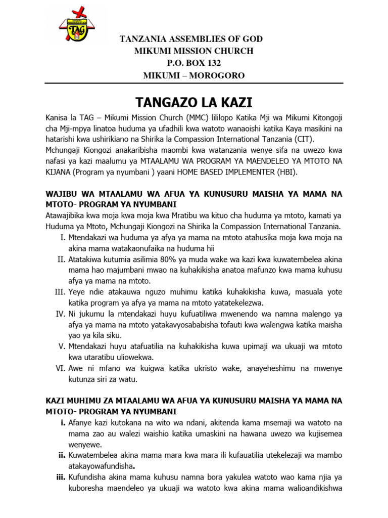 Tangazo Hbi TZ0171 | PDF