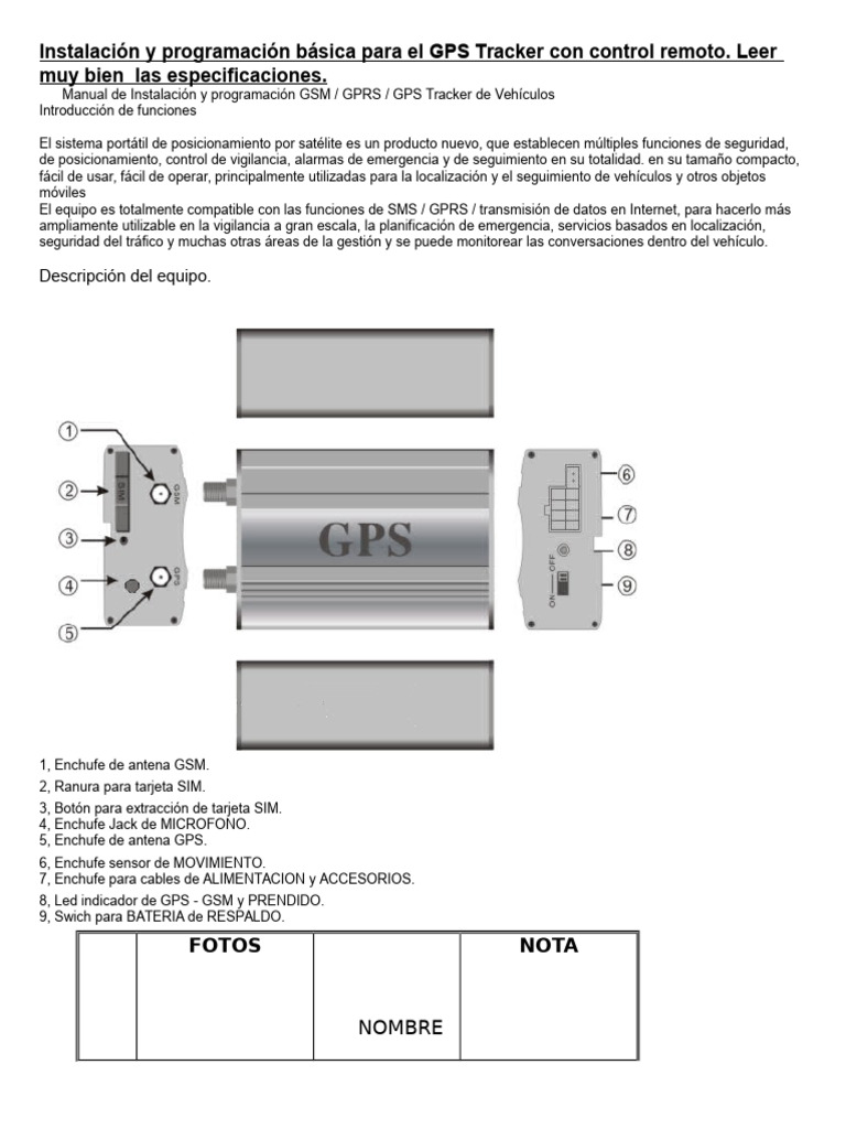 Manual Gps Tracker TK 103a | PDF | Gsm | paquete general de Radio sevicio