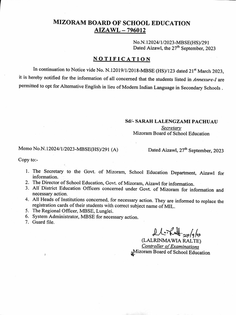 Alt. Eng Noti | PDF | Schools | Secondary Education