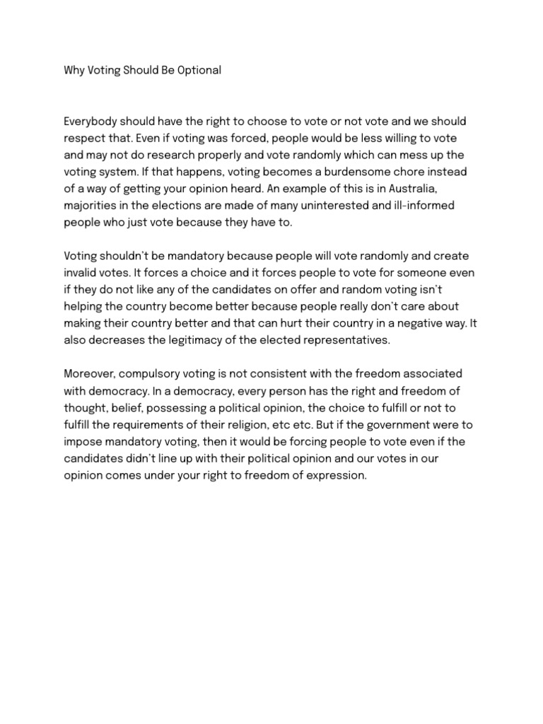 Why Voting Should Be Optional | PDF | Politics | Social Science