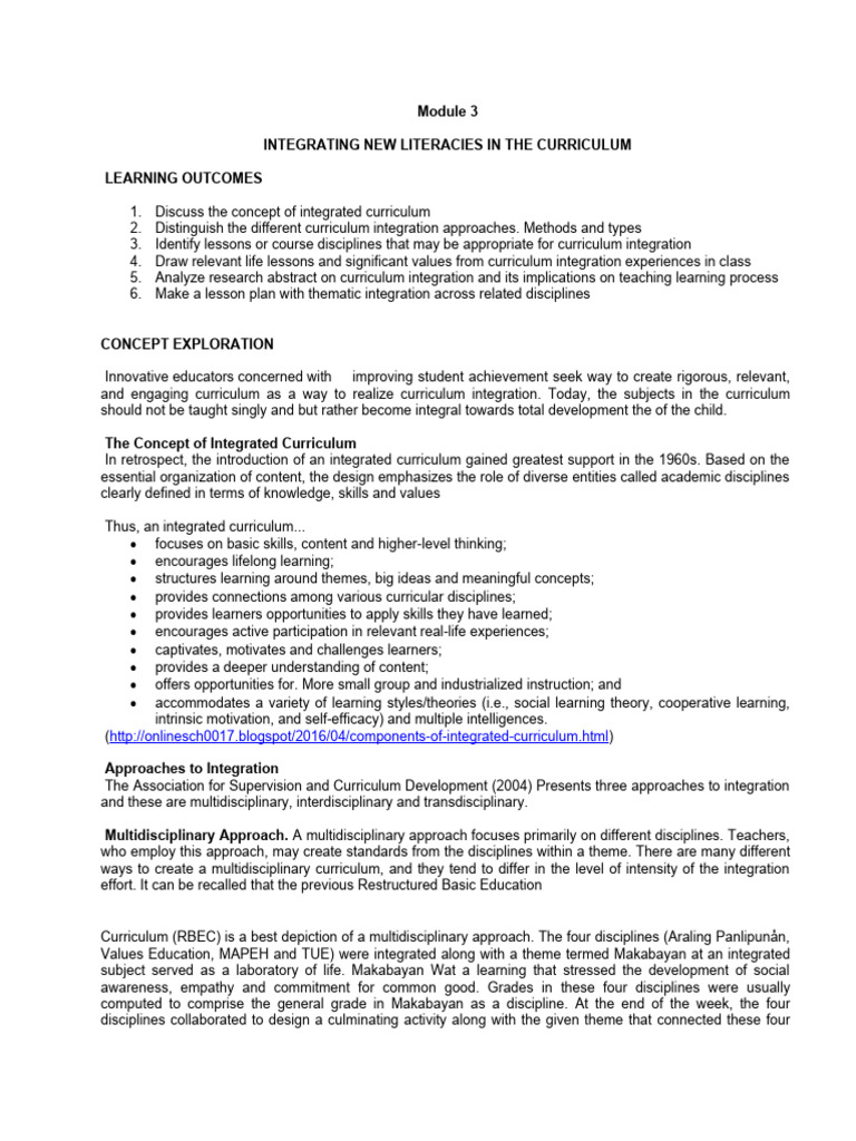 Educ. 110 Module 3 | PDF | Curriculum | Project Based Learning