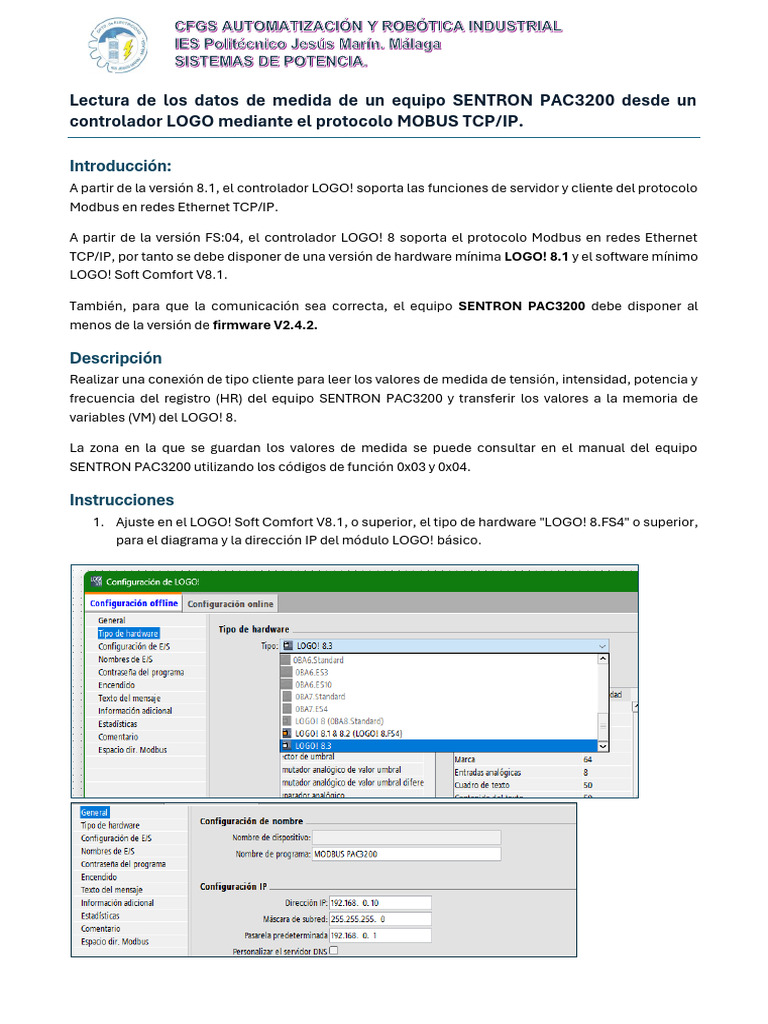 Lectura Logo8 3 Sentron Pac3200 Modbus | PDF | Protocolos de internet | Protocolo de Control de ...