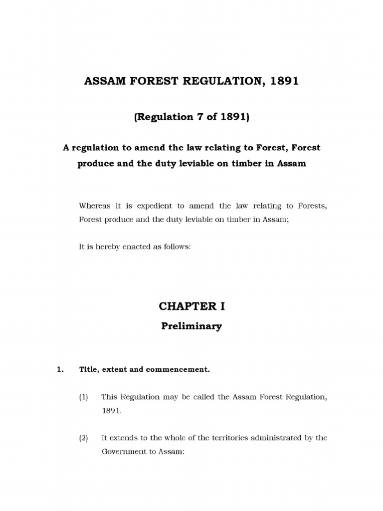 As Sam Forest Regulation 1891 | PDF