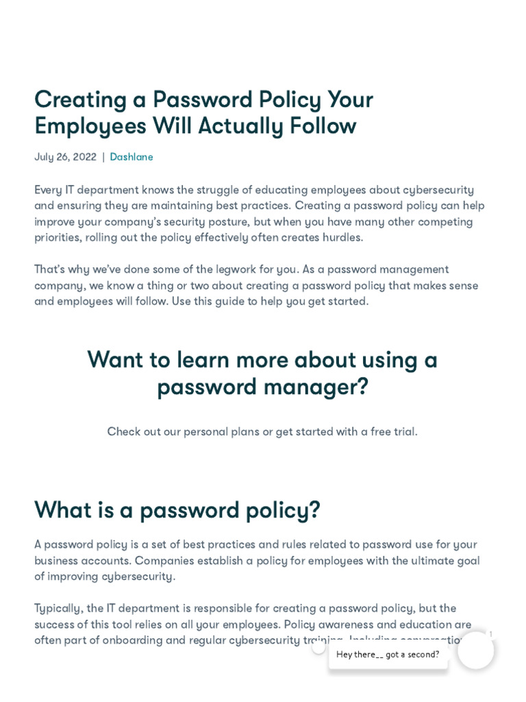 Creating A Password Policy Your Employees Will Actually Follow | PDF ...
