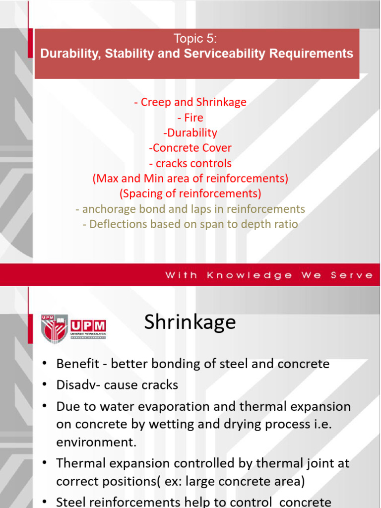 Durability and Serviceability in Concrete | PDF | Concrete | Fracture