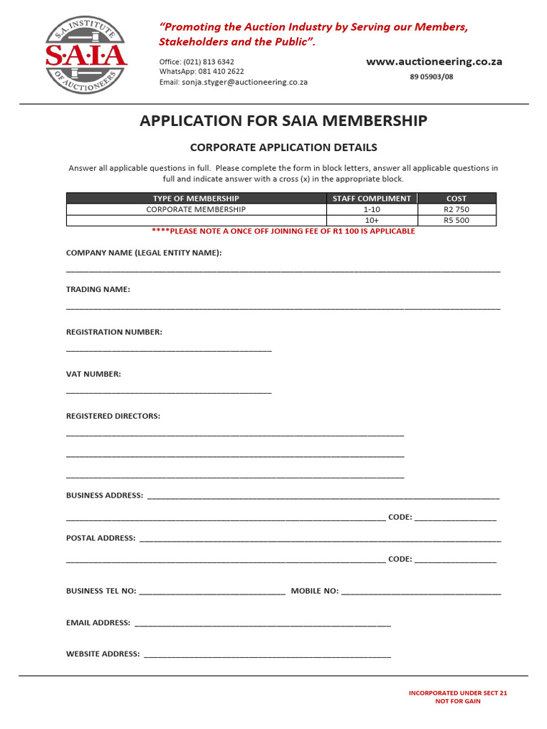 Application for SAIA Membership | PDF | Justice | Crime & Violence