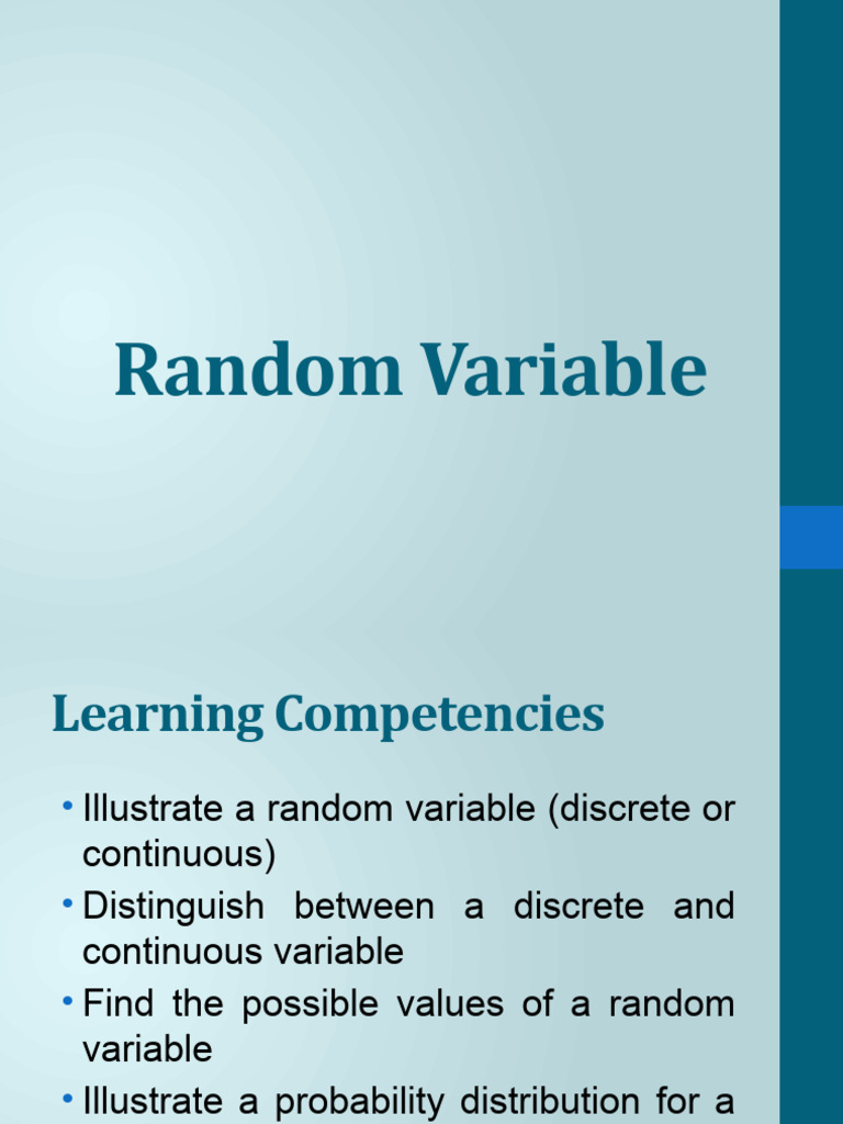 1.1 Random Variable | PDF | Probability Distribution | Random Variable 1.1 Random Variable | PDF | Probability Distribution | Random Variable