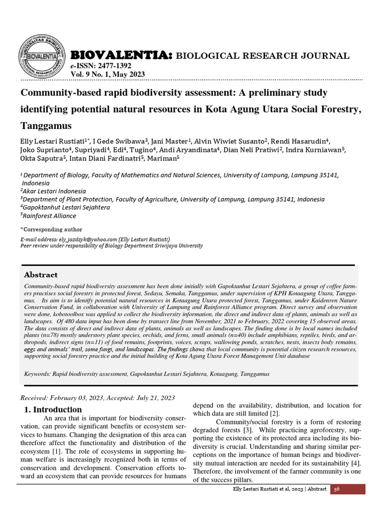 Elly Lestari Rustiati Et Al 2023 FIX | PDF | Biodiversity | Sustainability Elly Lestari Rustiati Et Al 2023 FIX | PDF | Biodiversity | Sustainability