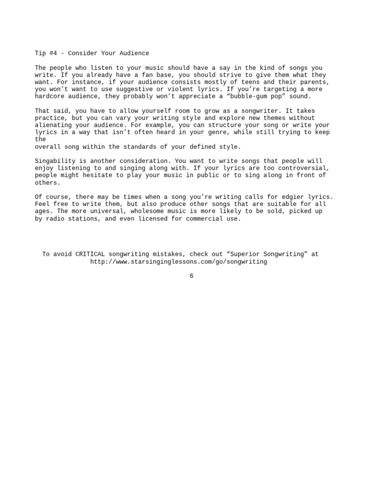 56683386-25-Song-Writing-Tips | PDF | Song Structure | Refrain