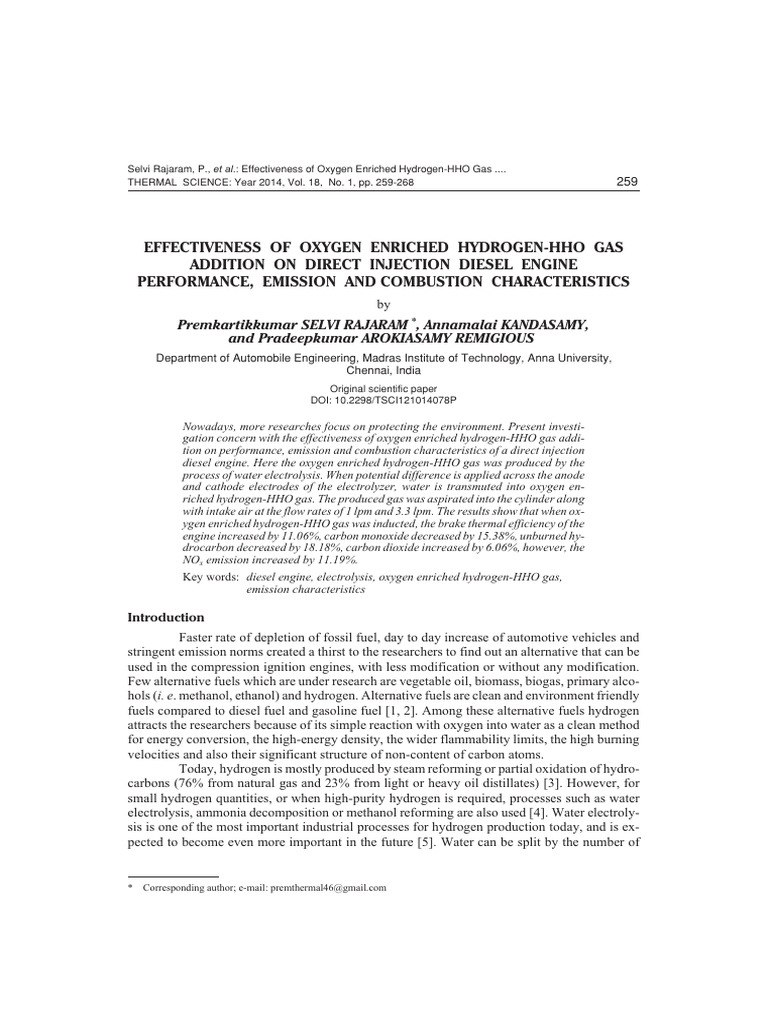 Effectiveness of oxygen enriched hydrogen-HHO gas addition on DI diesel engine performance ...