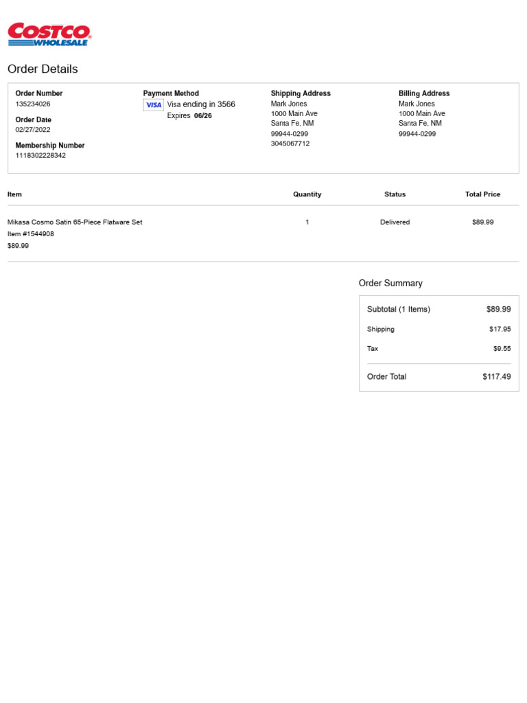 Costco Invoice Template | PDF