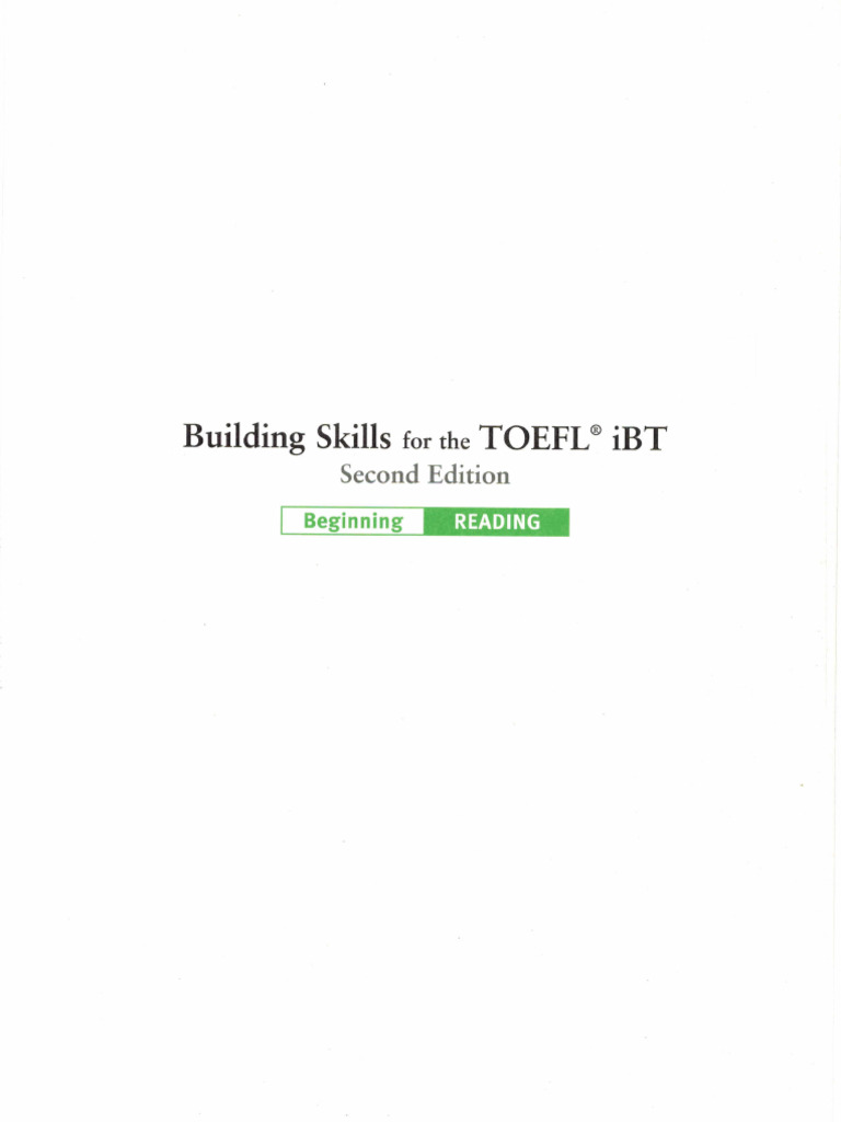 Building Skills For The TOEFL Reading | PDF
