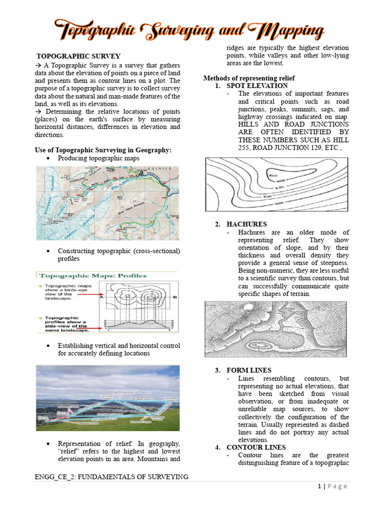 MODULE 8 Topographic Surveying | PDF | Contour Line | Topography