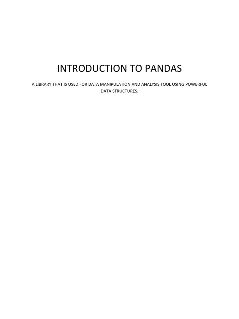 Introduction To Pandas | PDF | Computer Programming | Computing Introduction To Pandas | PDF | Computer Programming | Computing