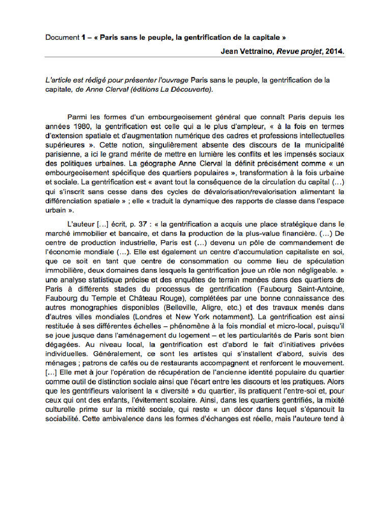 La Gentrification - Documents | PDF