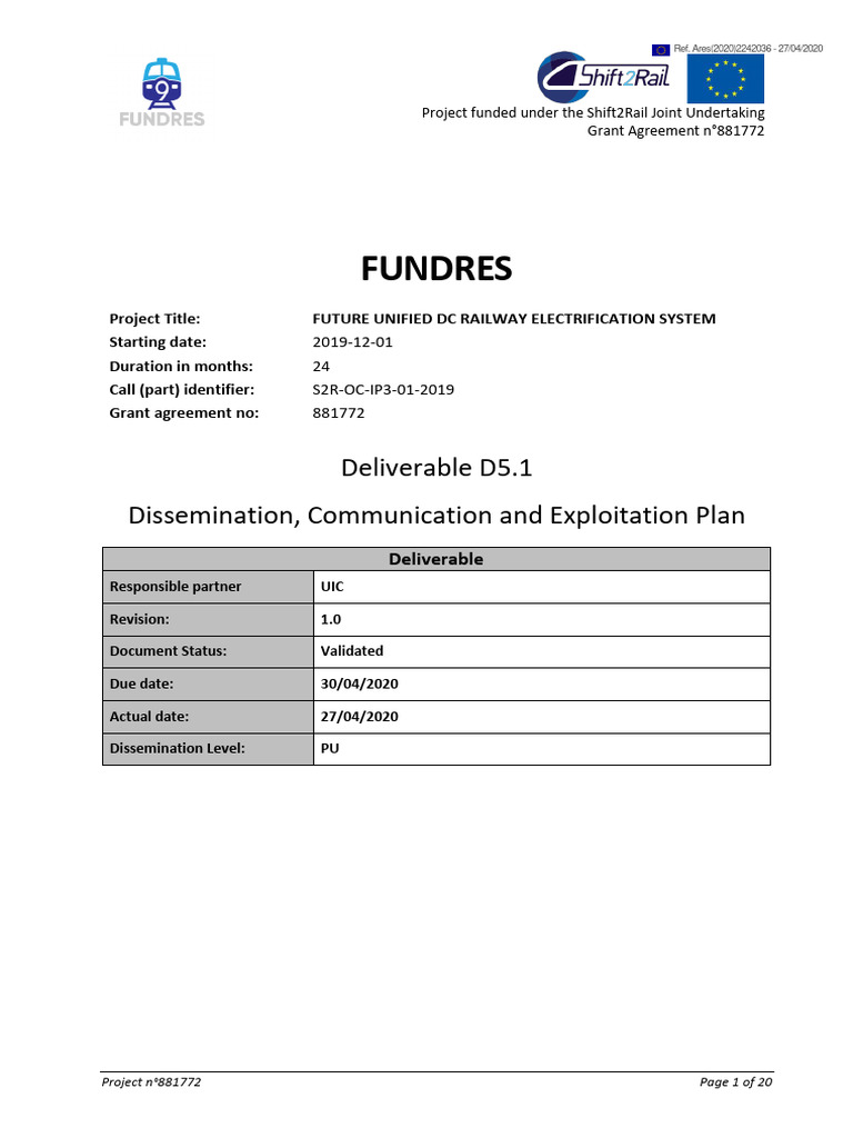 S2RFUN-WP5-D-S2R-001-01 - D5.1 Dissemination Communication and Exploitation Plan | PDF | Direct ...