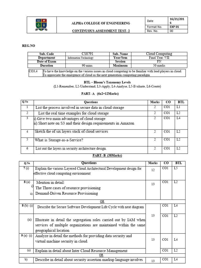 CAT2 QP Set2 | PDF | Cloud Computing | Computing
