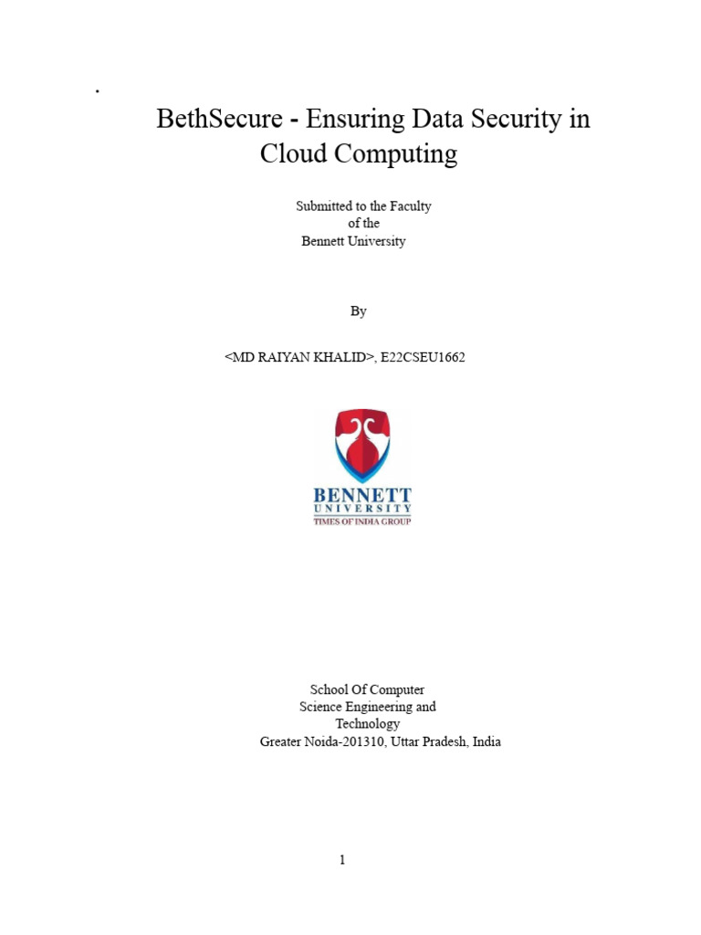 Bethsecure Ensuring Data Security In Cloud Computing Pdf Computer 1525