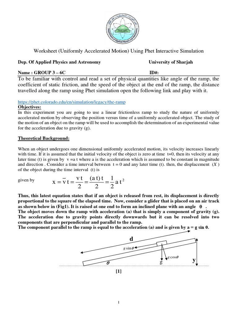 Laboratory Activity 3 Uniformly Accelerated Motion Student | PDF | Acceleration | Velocity