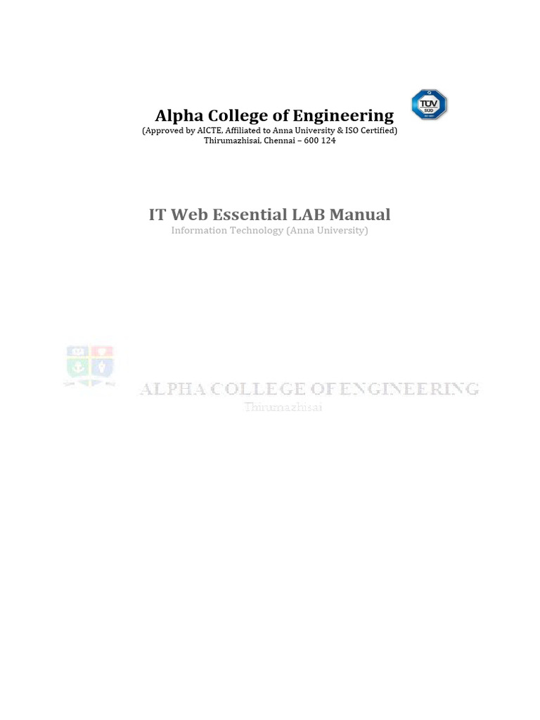 IT3401 Web Essentials Lab Manual | PDF | Websites | World Wide Web