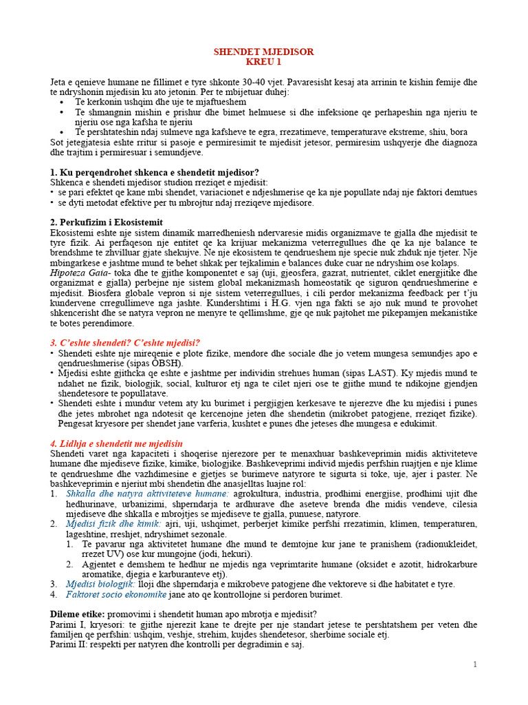 Shendet Mjedisor | PDF