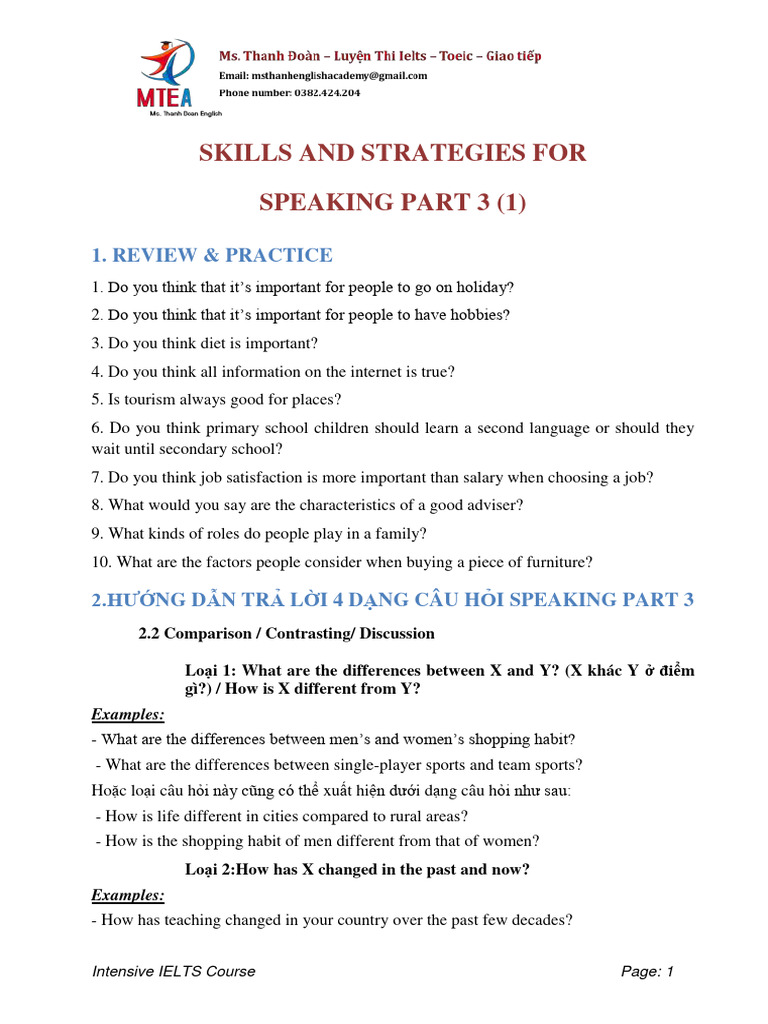 Lesson 55 - Speaking Part 3 - Skills and Strategies | PDF | Cost Of Living | Syntax