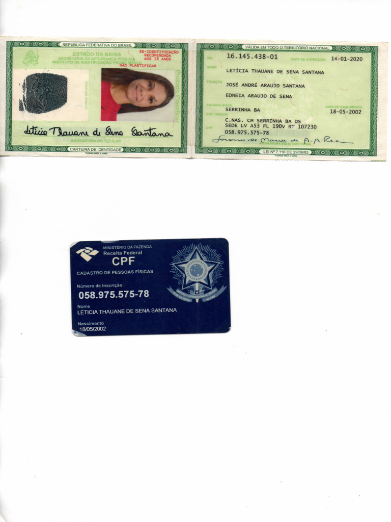 RG e CPF Candidato | PDF