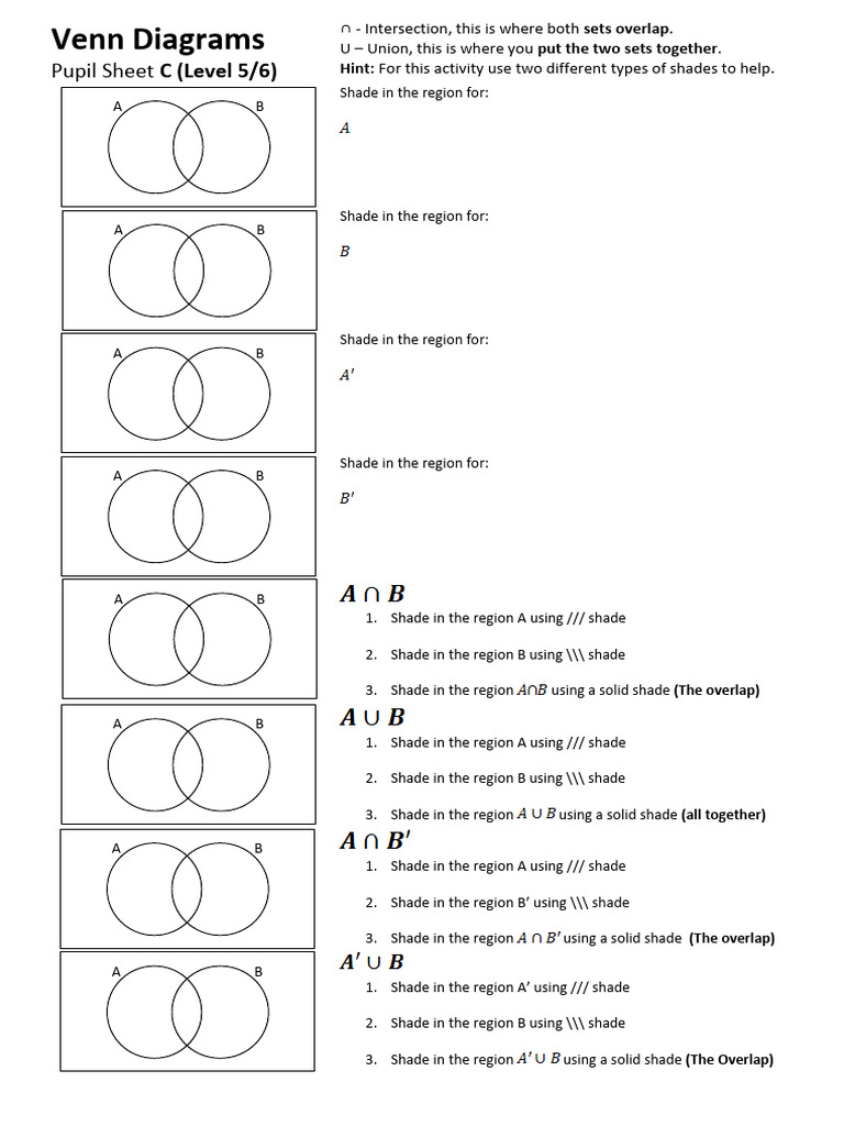 Venn-Diagrams-Sheet-C | PDF | Algebra | Mathematics