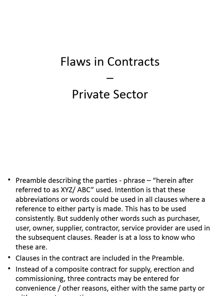 Flaws in Contracts - Private Sector New. | PDF | Contract Law | Legal Concepts