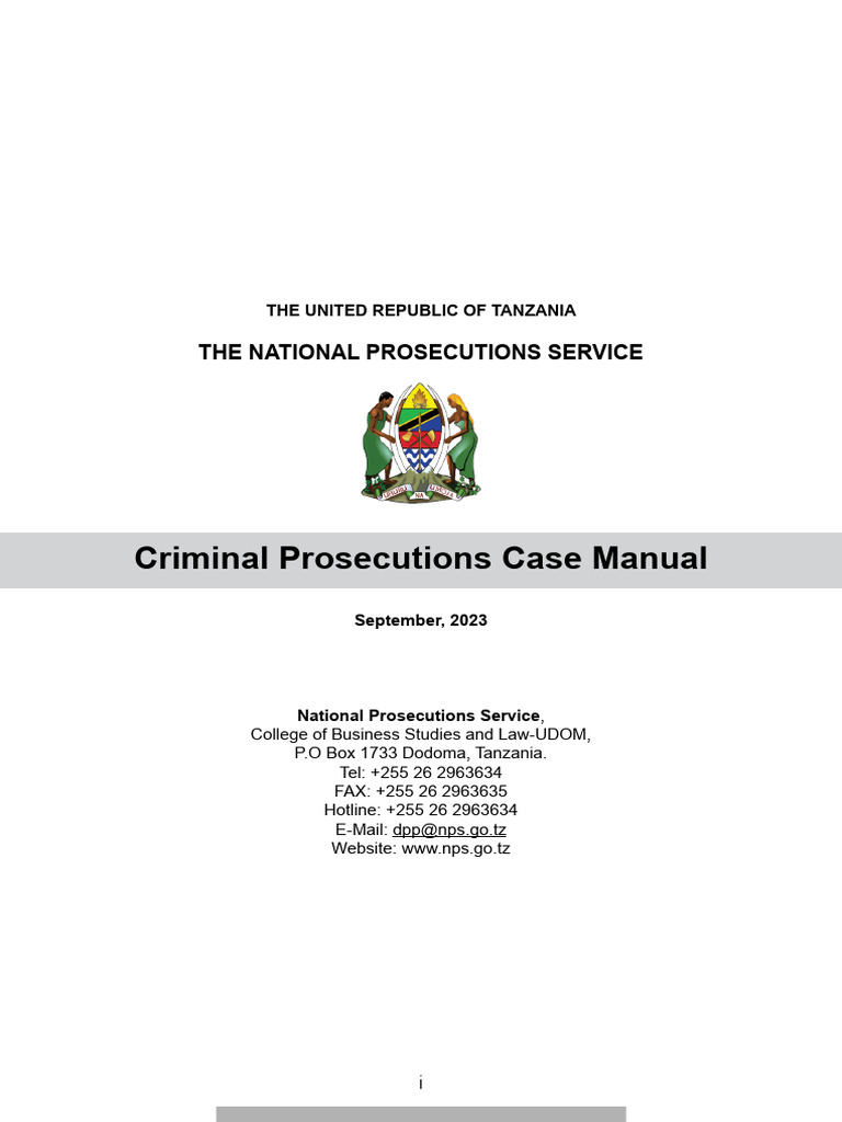 Tanzania Criminal Prosecution Manual | PDF | Prosecutor | Arrest