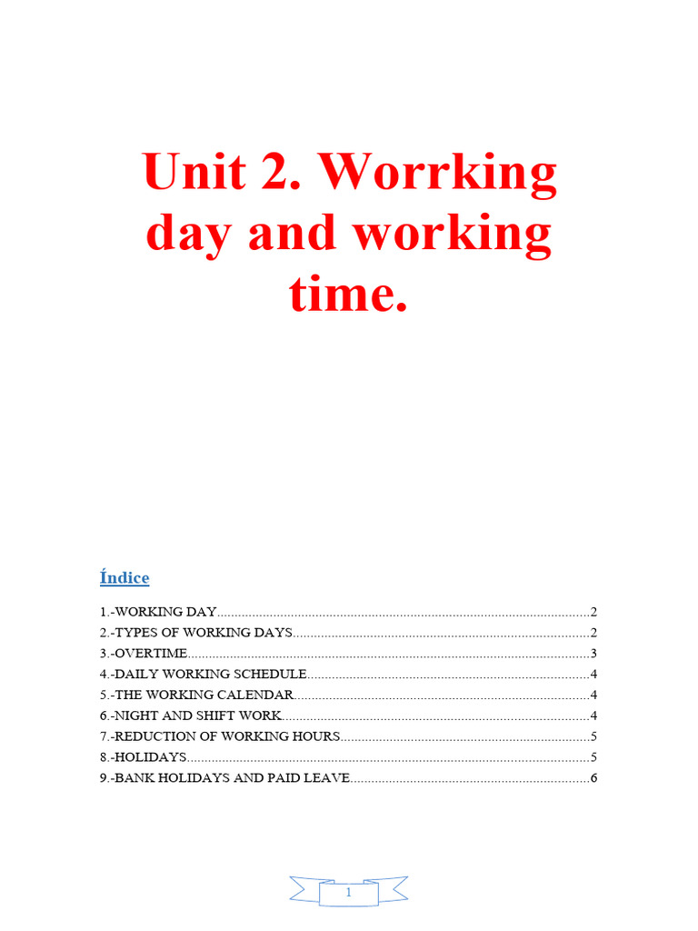 Unit 2 | PDF | Working Time | Overtime