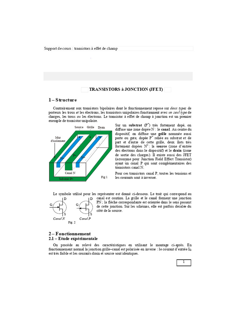 Transistors à Effet de Champ JFET | PDF | Transistor à effet de champ ...