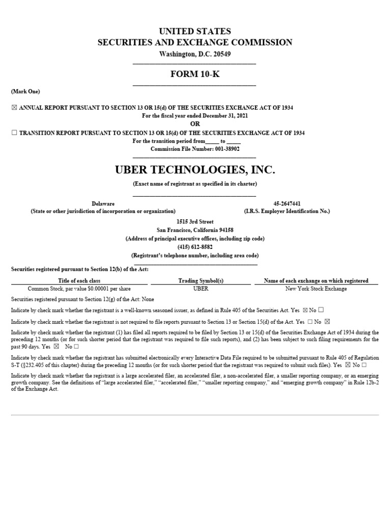 Uber 2021 | PDF | Intellectual Property | Business