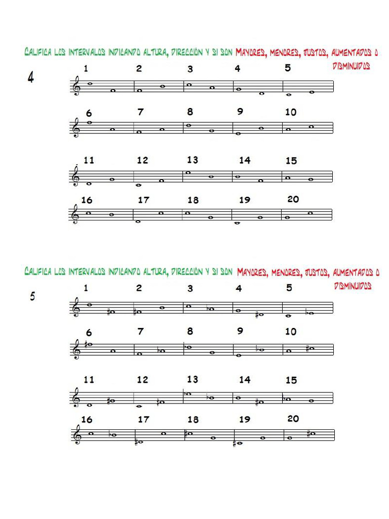 Ejercicios de Intervalos | PDF
