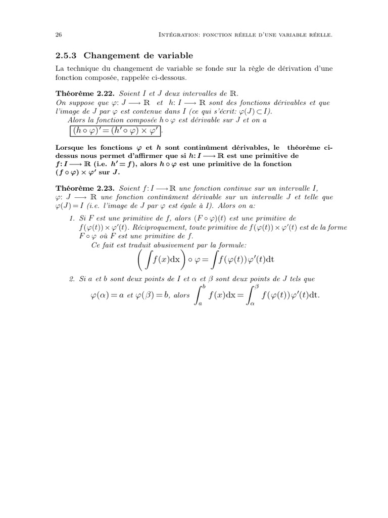 Changement de variable en intégration | PDF | Intégral ...