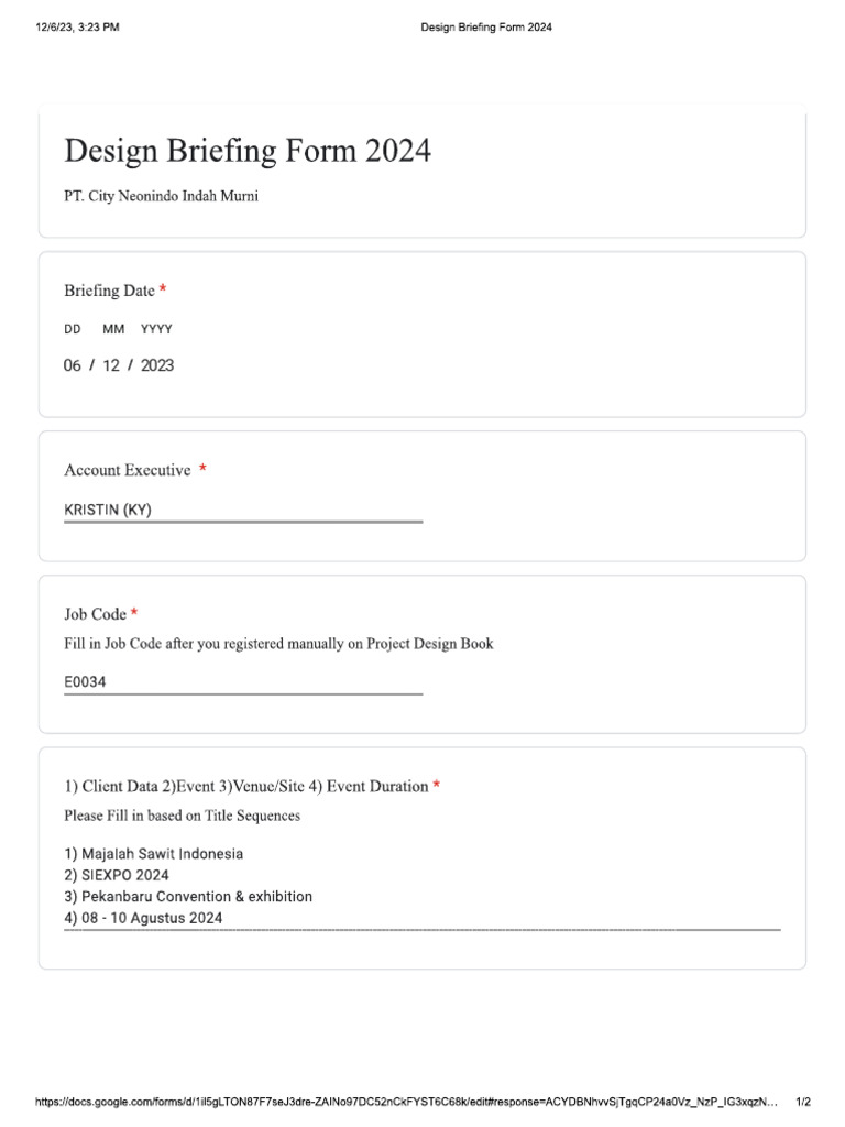 Briefing Form 2024 E003 | PDF