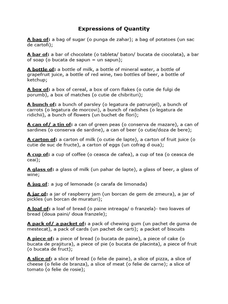 Expressions of QUANTITY | PDF