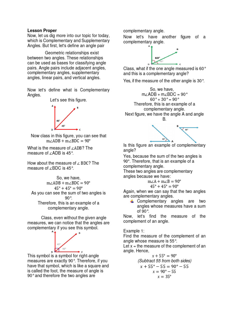 Lecture For Angle Pairs | PDF | Angle | Mathematics