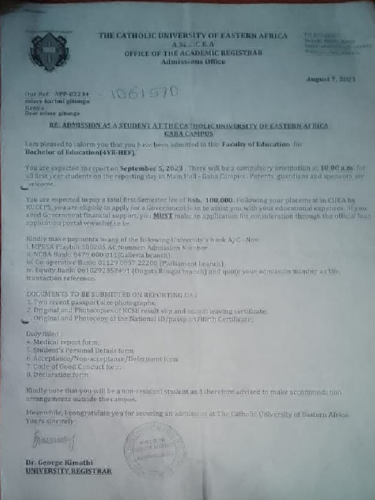 Admission Letter | PDF
