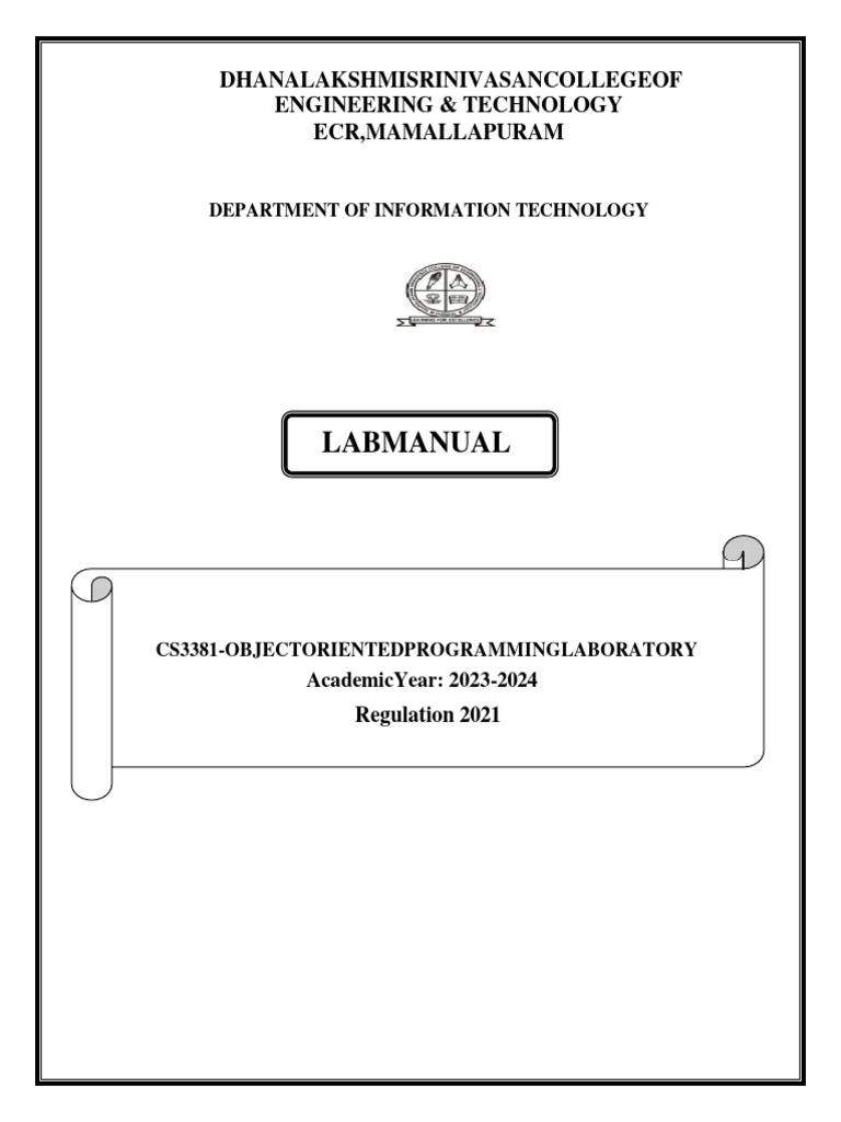 Cs3381 Oops Lab Manual Pdf Class Computer Programming Thread Computing 