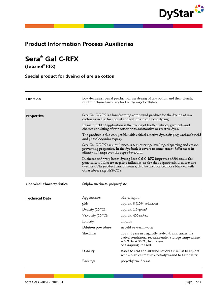 SeraGalC RFX | PDF | Dye | Dyeing